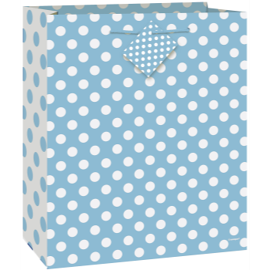 PartyMart. POWDER BLUE DOTS LG GIFT BAG