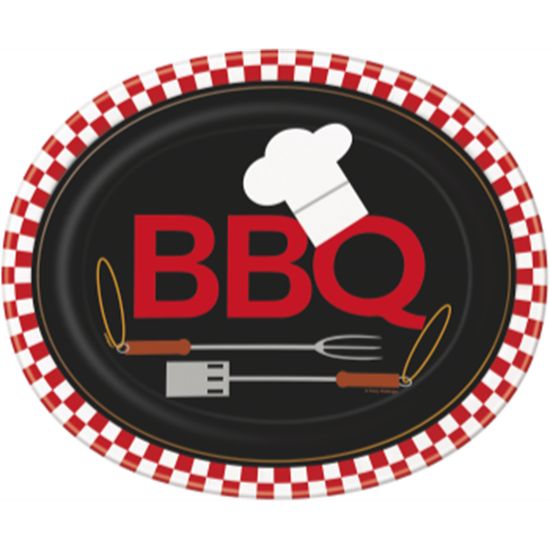 PartyMart. BACKYARD BBQ OVAL PLATES - 8CT