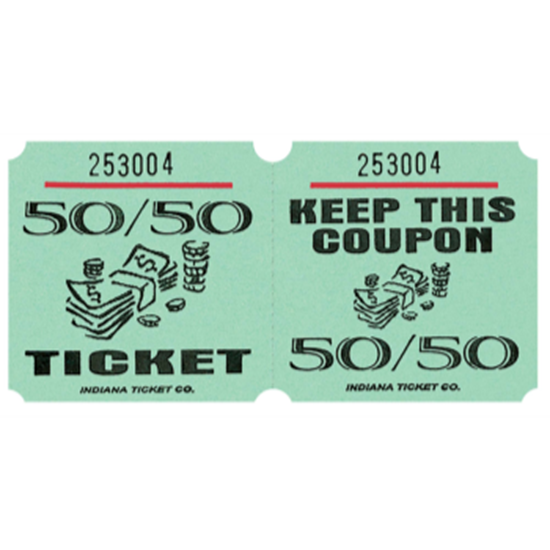 PartyMart. 50/50 TICKETS ROLL GREEN - (1000/rl)