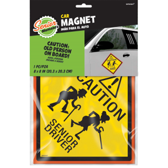 PartyMart. CAUTION SENIOR DRIVER CAR MAGNETIC SIGN