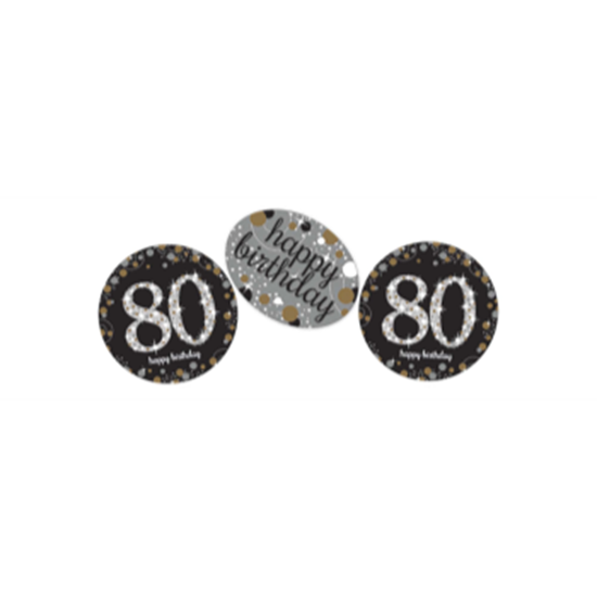 PartyMart. 80th - CONFETTI - 3 PACK SPARKLING CELEBRATION