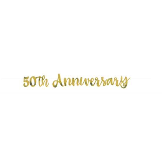 PartyMart. 50th ANNIVERSARY GOLD SCRIPT LETTER BANNER