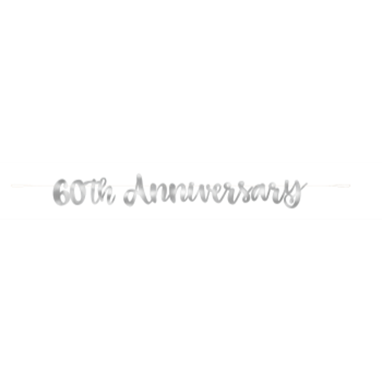 PartyMart. 60th ANNIVERSARY SILVER SCRIPT LETTER BANNER