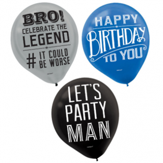 PartyMart. HAPPY BIRTHDAY MAN - 12" LATEX BALLOONS