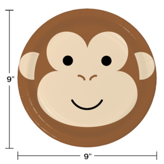 PartyMart. ANIMAL FACES - MONKEY - 9" PLATES