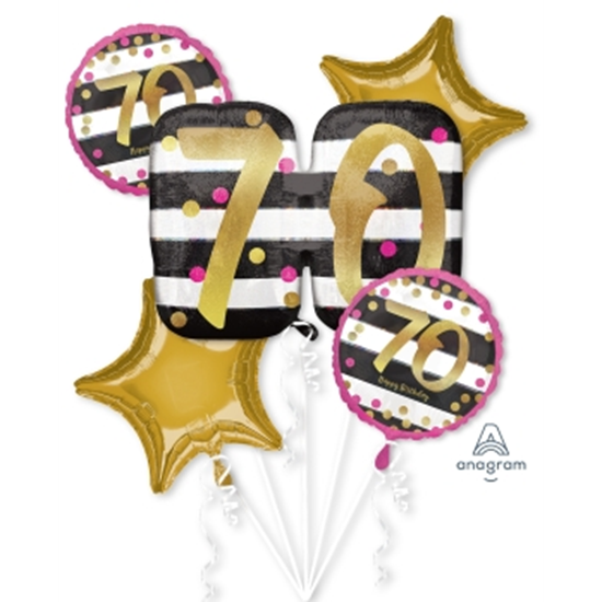 PartyMart. 70th - MILESTONE 70 FOIL BOUQUET - PINK & GOLD