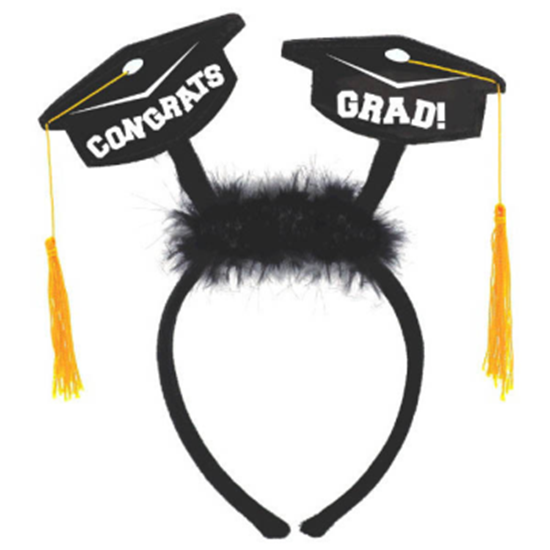 PartyMart. WEARABLES - GRAD CAP HEAD BOPPER WITH GOLD TASSEL