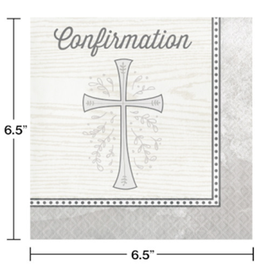 PartyMart. TABLEWARE - DIVINITY SILVER LUNCHEON NAPKINS - CONFIRMATION