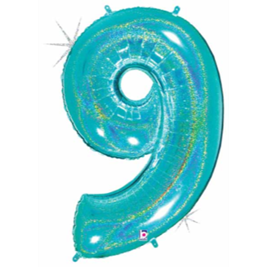 PartyMart. 40'' NUMBER 9 SUPERSHAPE - TURQUOISE