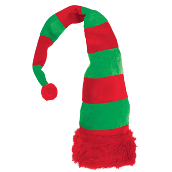 PartyMart. WEARABLES - HAT LONG STRIPED ELF HAT