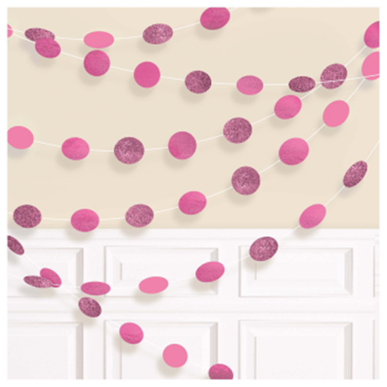 PartyMart. PINK ROUND GLITTER STRING DECORATION