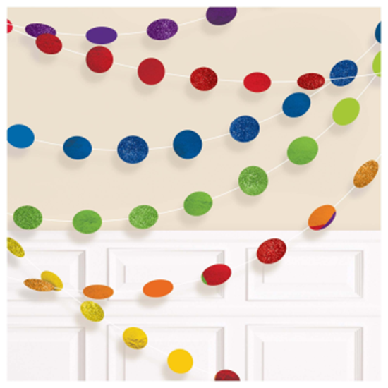 PartyMart. RAINBOW ROUND GLITTER STRING DECORATION