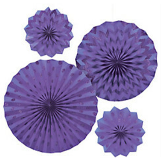 PartyMart. PURPLE PAPER FANS - ASSORTED SIZES
