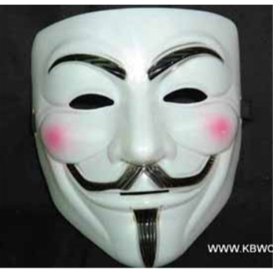 PartyMart. VENDETTA/ANONYMOUS WHITE FACE MASK WITH PINK CHEEKS