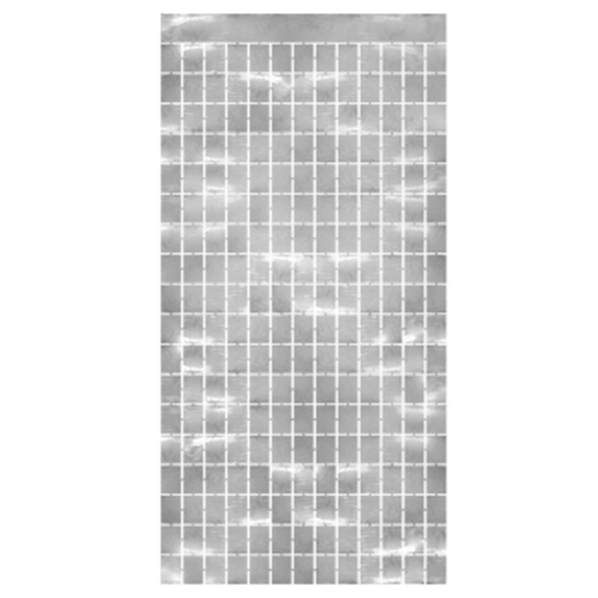PartyMart. SILVER METALLIC SQUARE CURTAIN